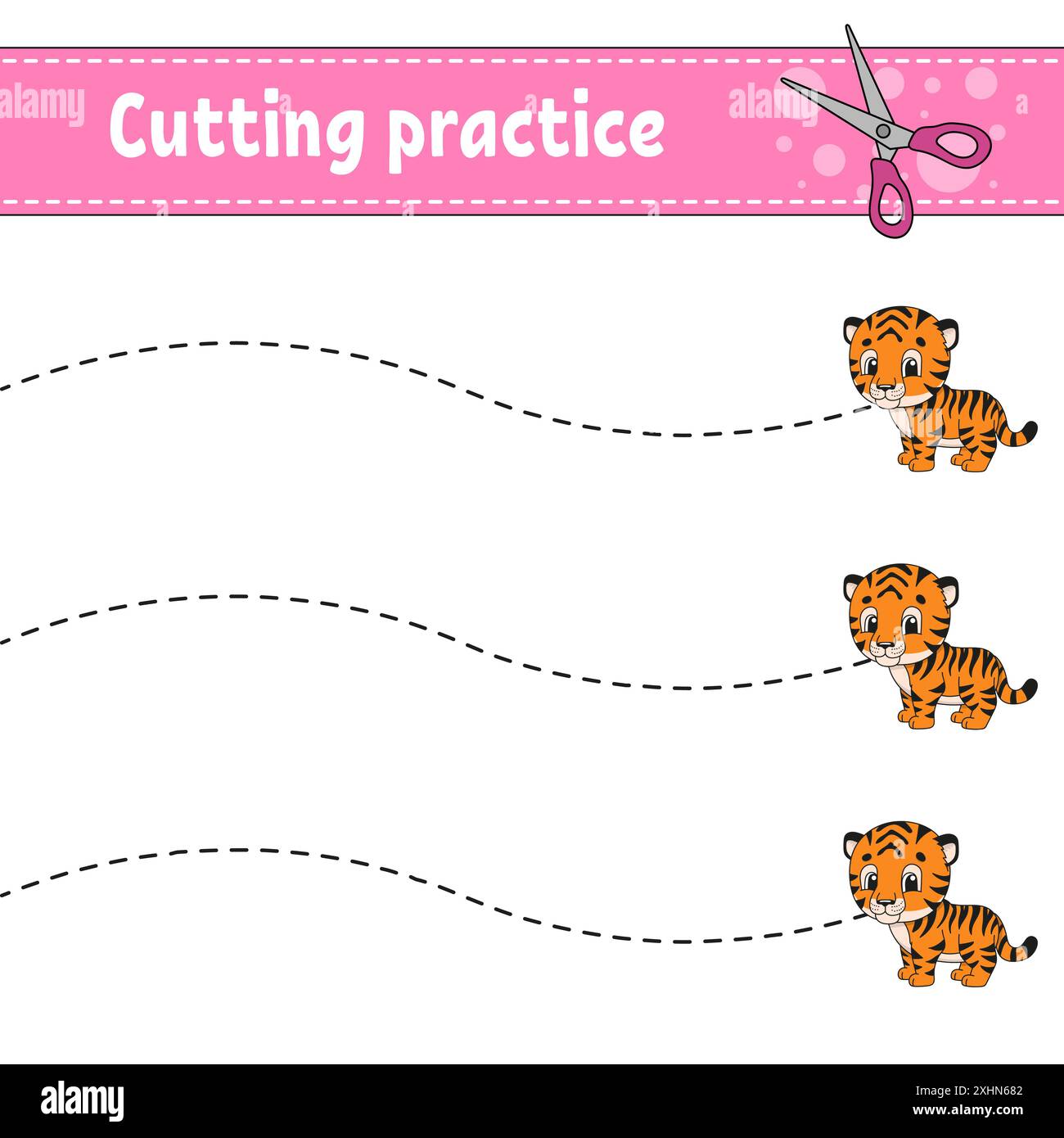 Cutting practice for kids. Education developing worksheet. Activity ...