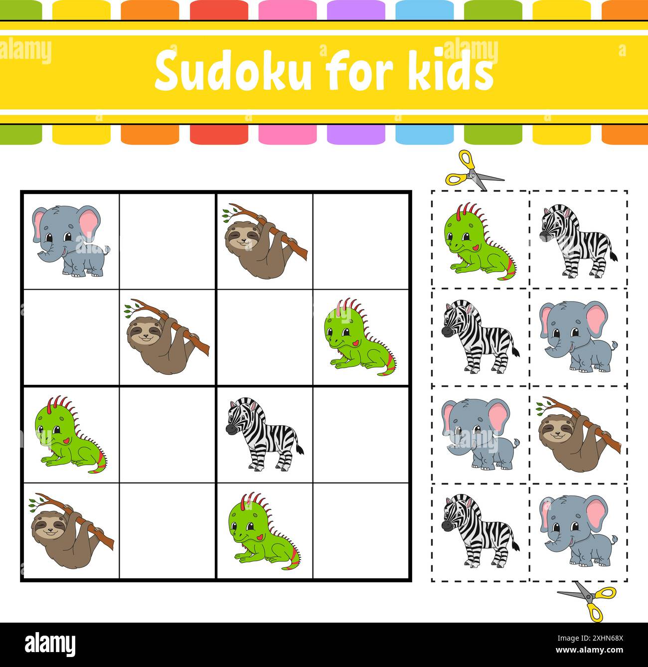 Sudoku for kids. Education developing worksheet. Activity page with ...