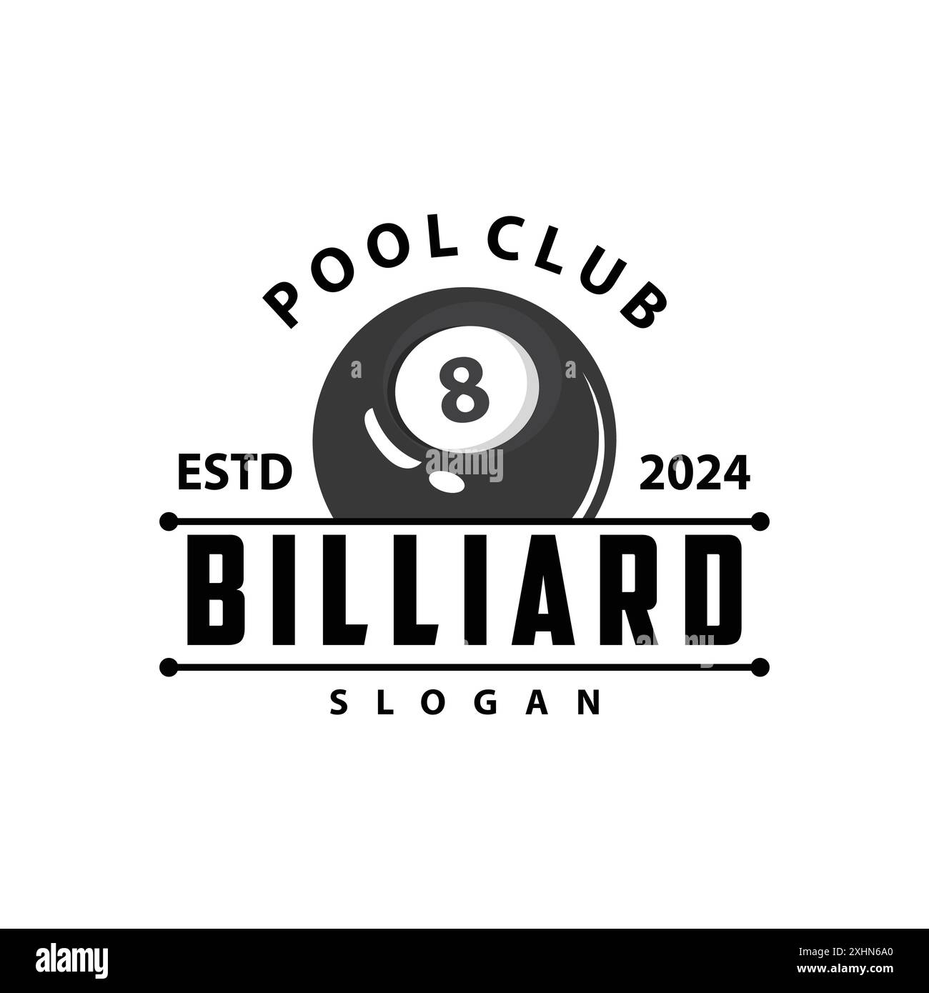 Billiard Logo Minimalist Design Ball and Stick Symbol Illustration ...