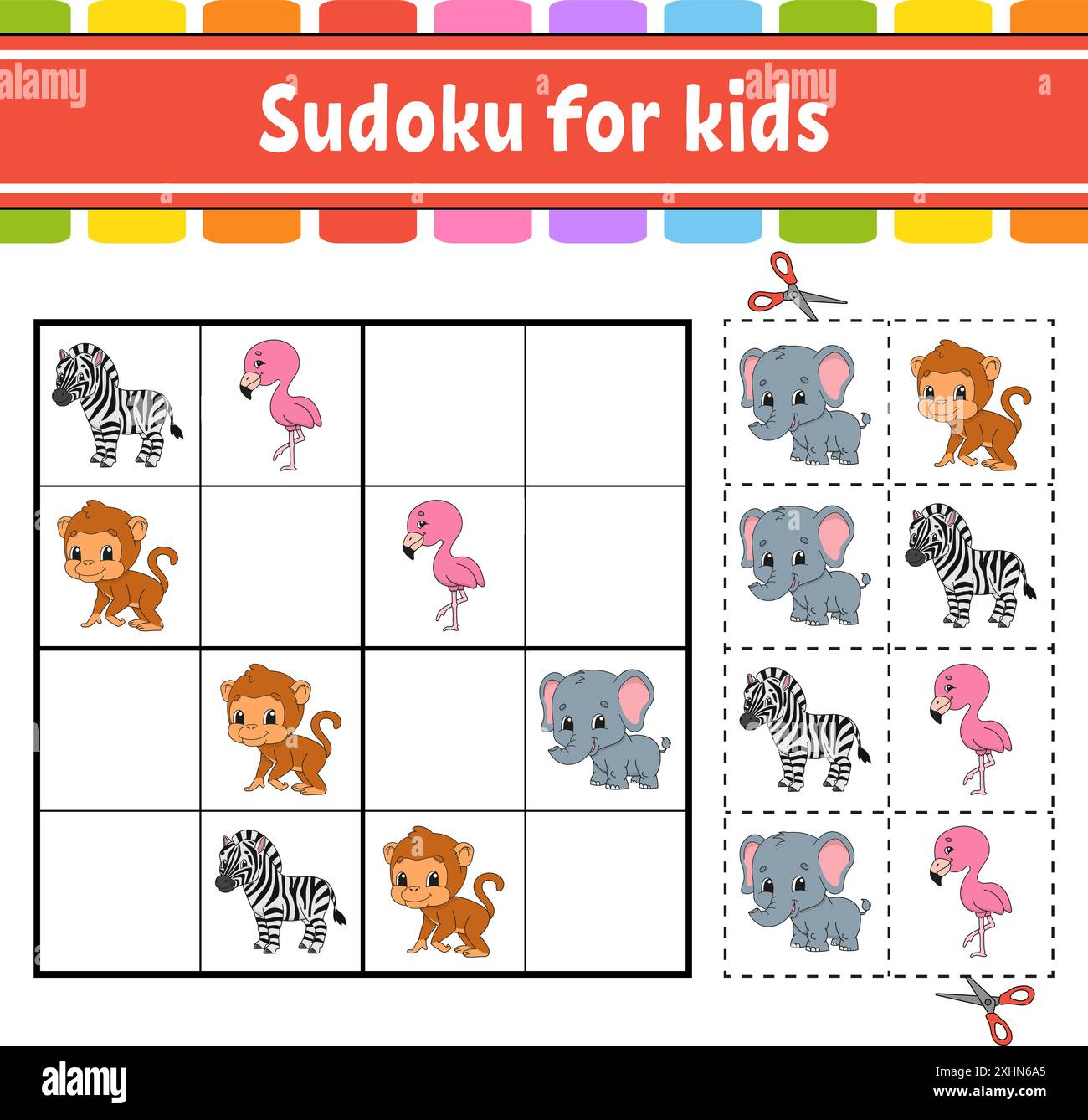 Sudoku for kids. Education developing worksheet. Activity page with ...
