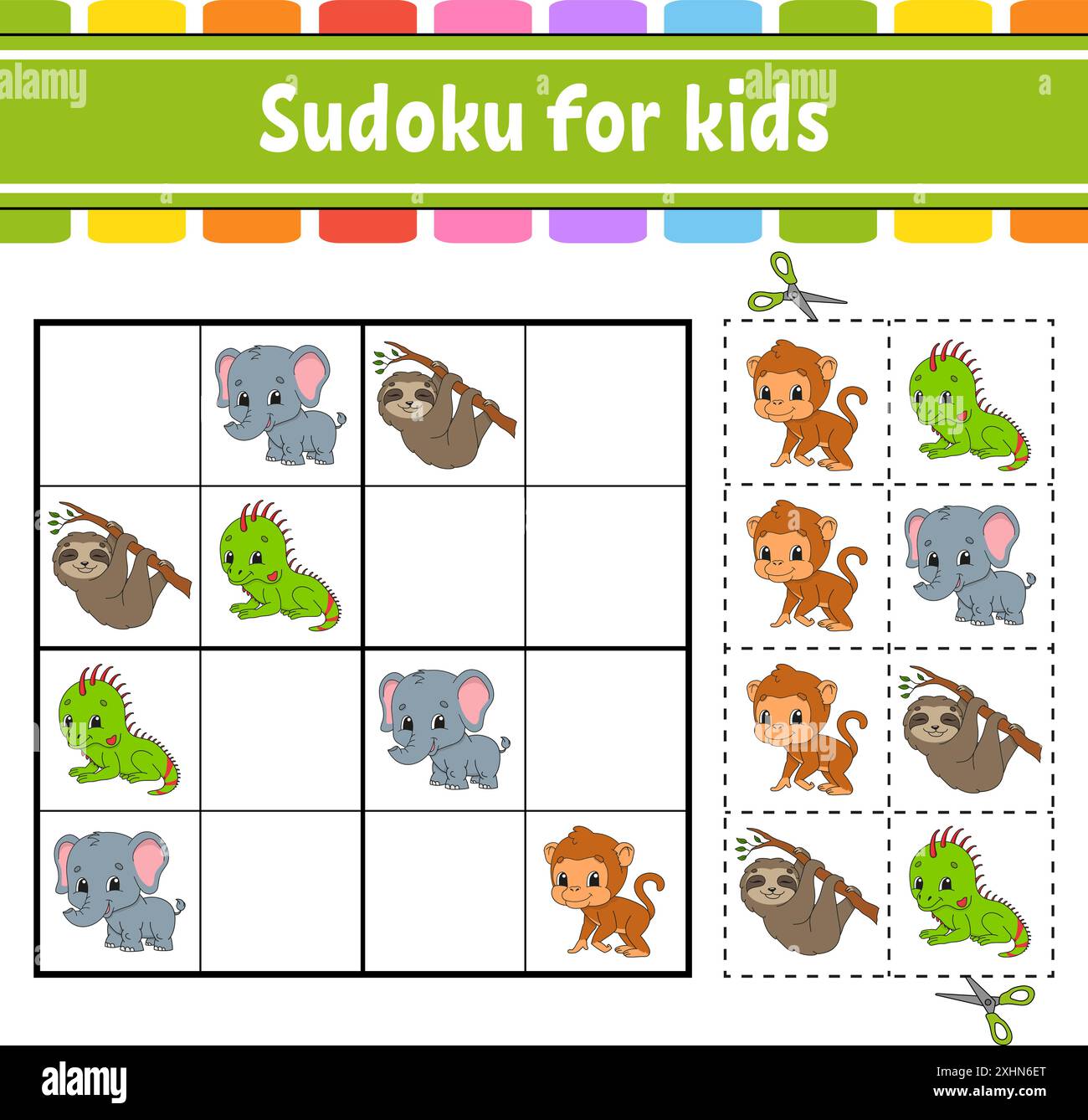 Sudoku for kids. Education developing worksheet. Activity page with ...