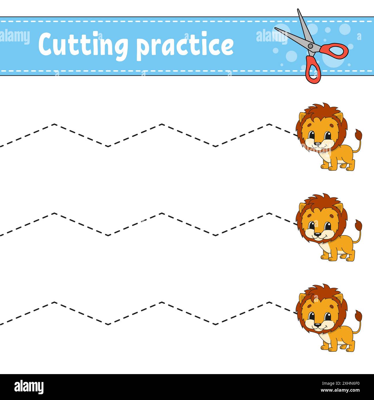 Cutting practice for kids. Education developing worksheet. Activity ...