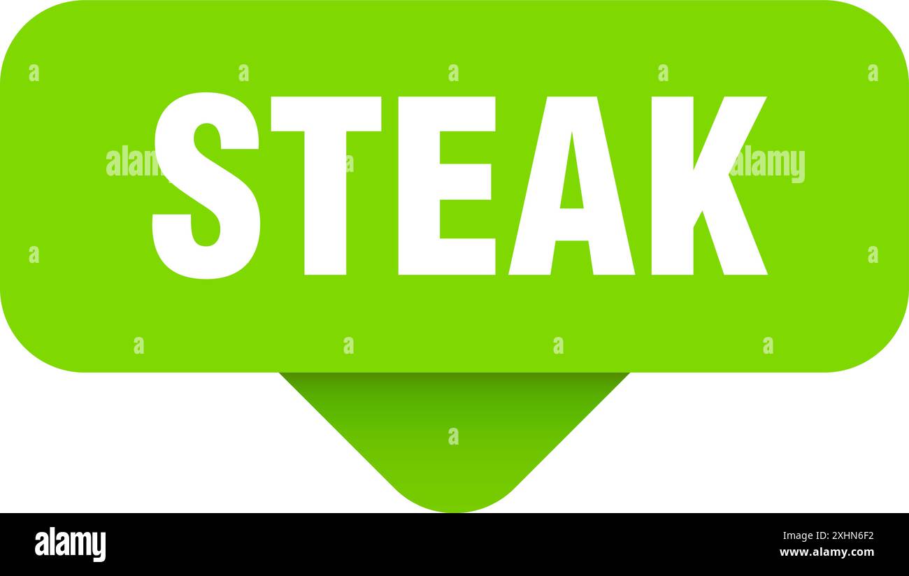steak sticker. steak sign on transparent background. rectangular button ...