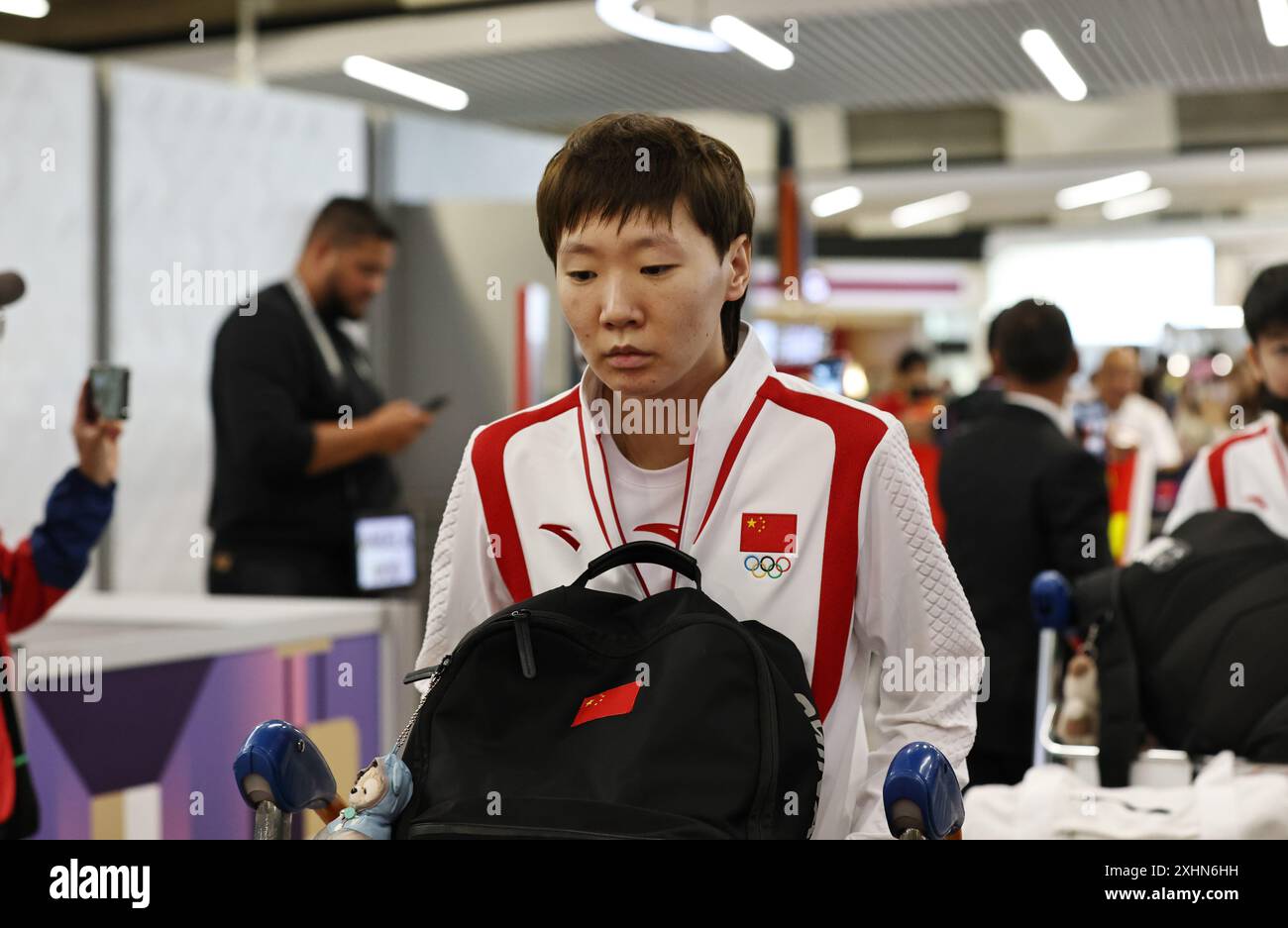 Paris, France. 15th July, 2024. Wang Manyu of Chinese table tennis team ...