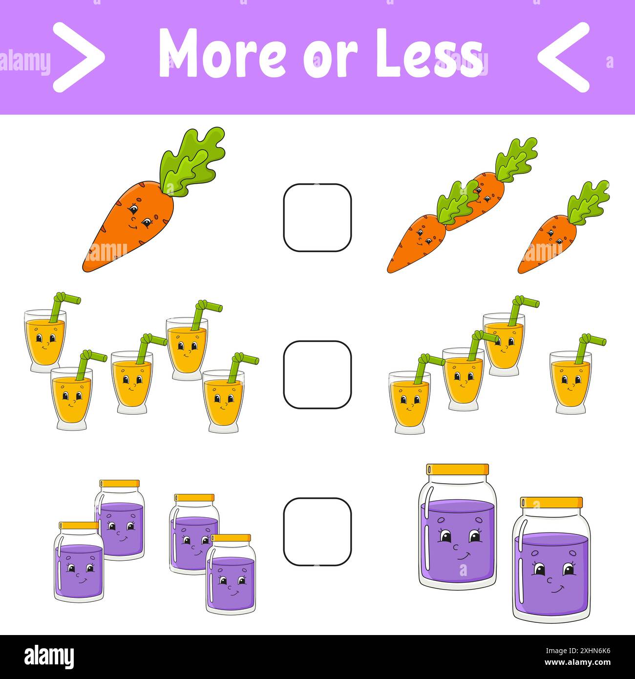 More or less. Educational activity worksheet for kids and toddlers ...