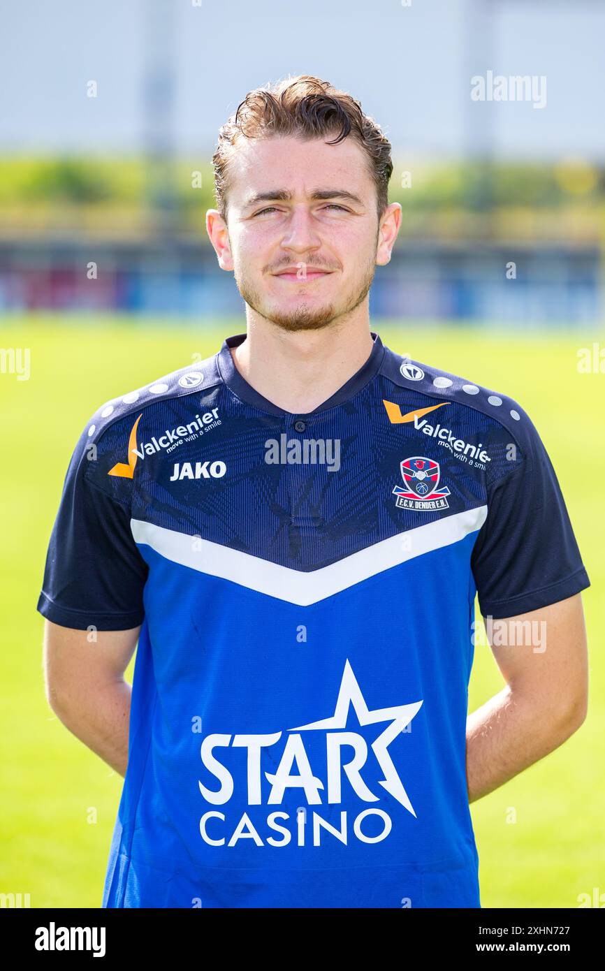 Denderleeuw, Belgium. 15th July, 2024. Dender's Ali Akman poses for a ...