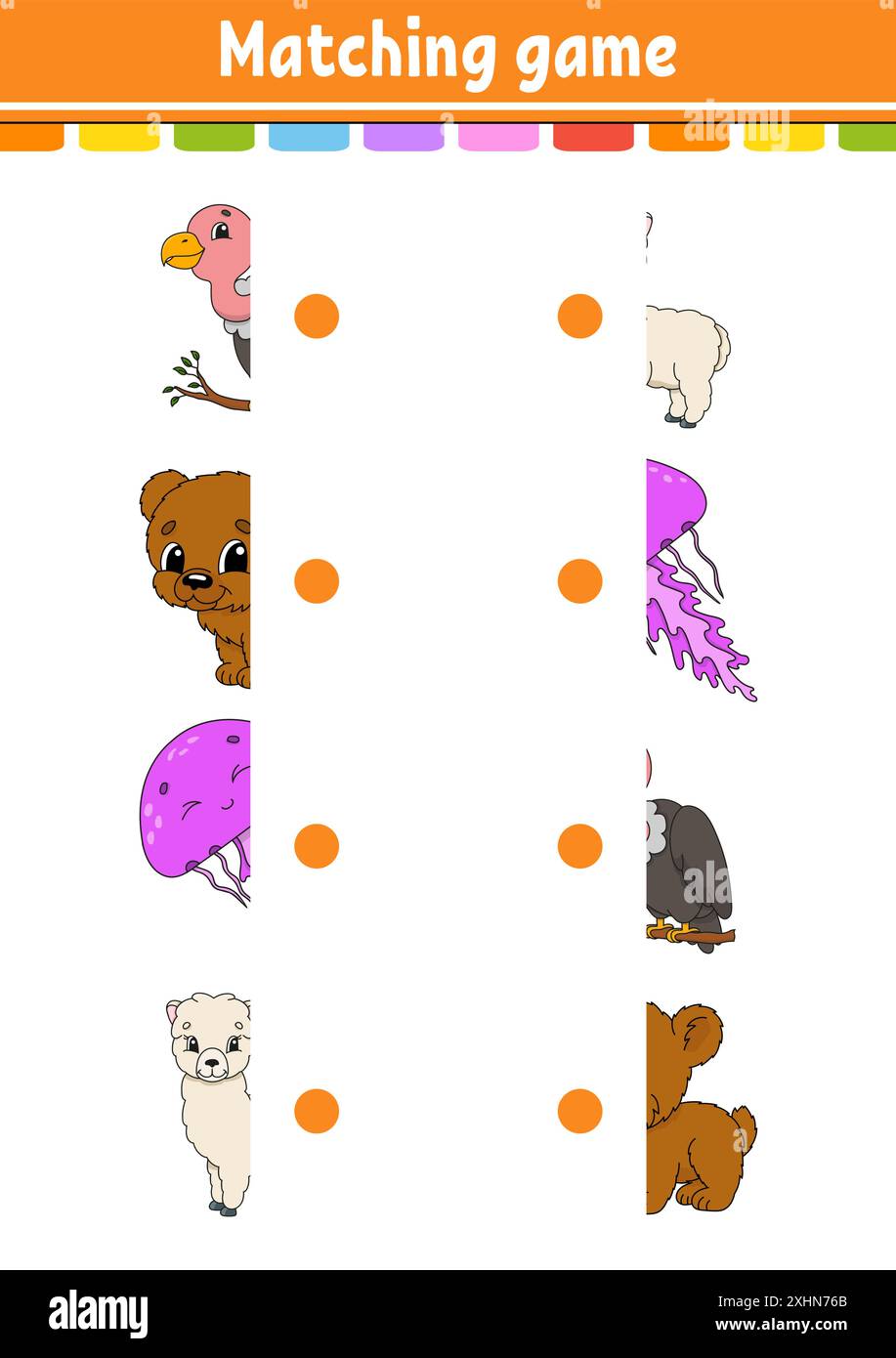 Matching game. Draw a line. Education developing worksheet. Activity ...