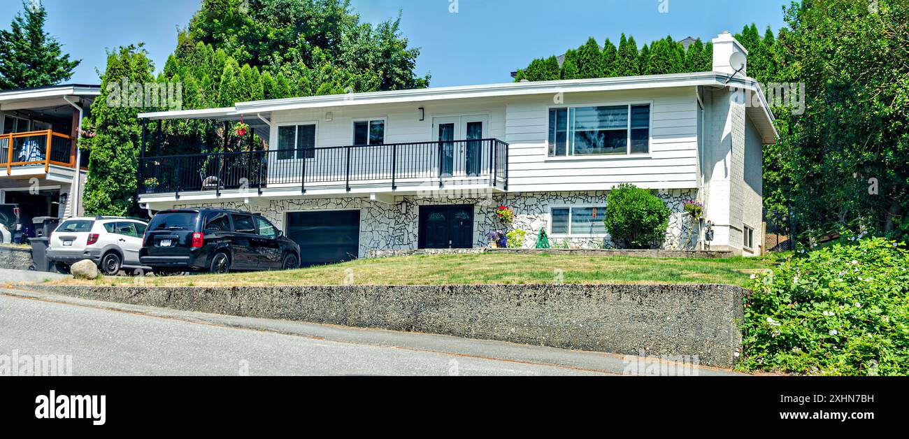 Average family house on land terrace wiith blue sky background Stock ...