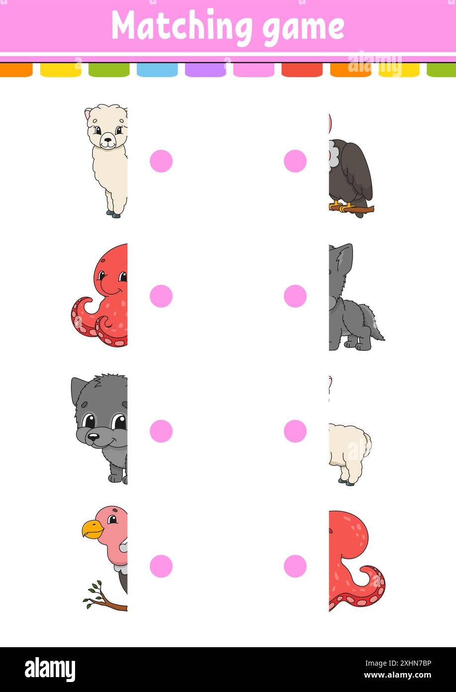 Matching game. Draw a line. Education developing worksheet. Activity ...