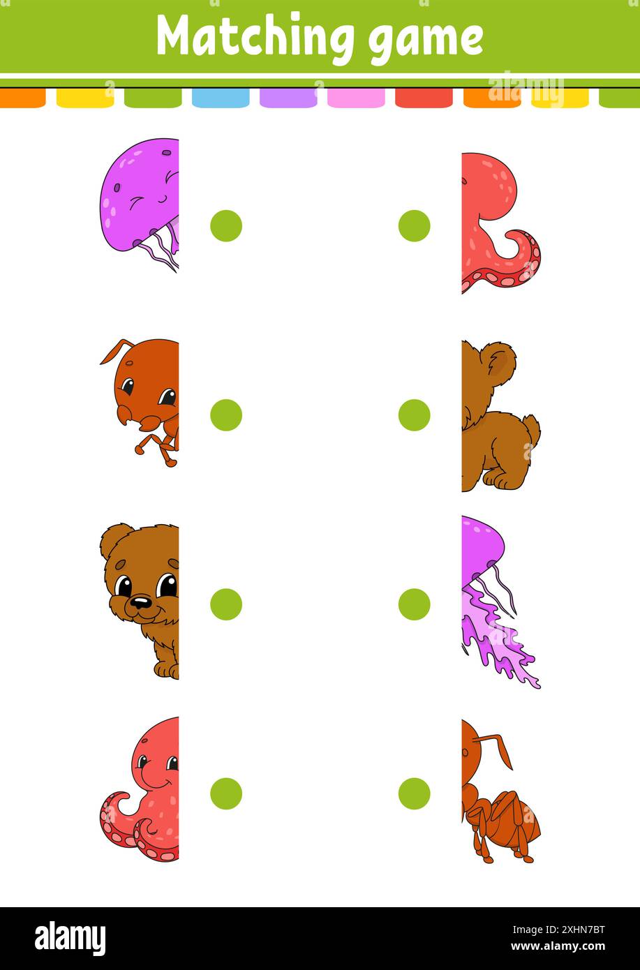 Matching game. Draw a line. Education developing worksheet. Activity ...