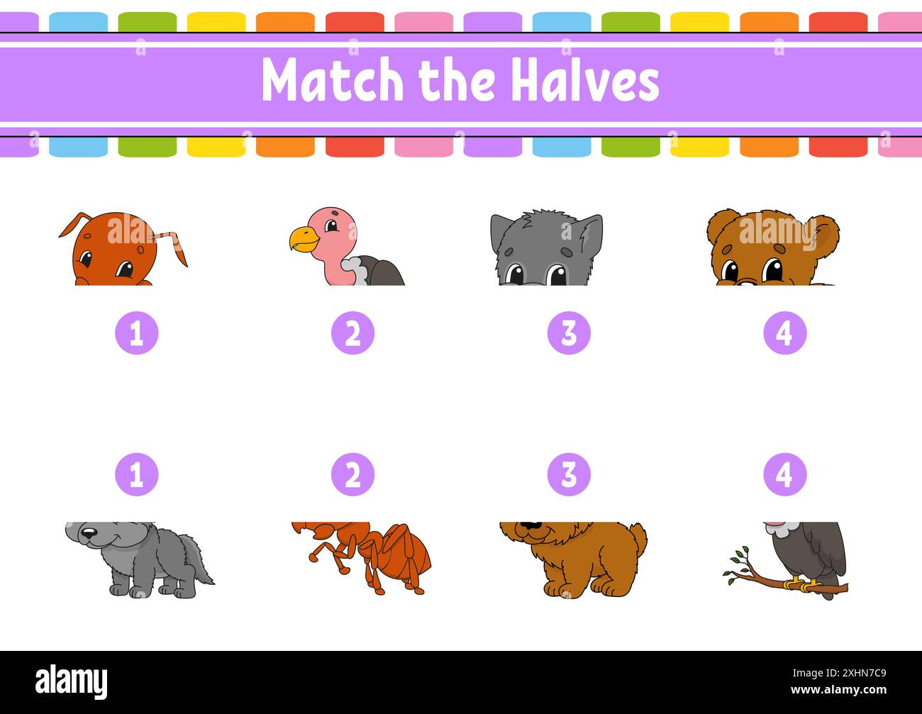 Match the halves. Education developing worksheet. Matching game for ...