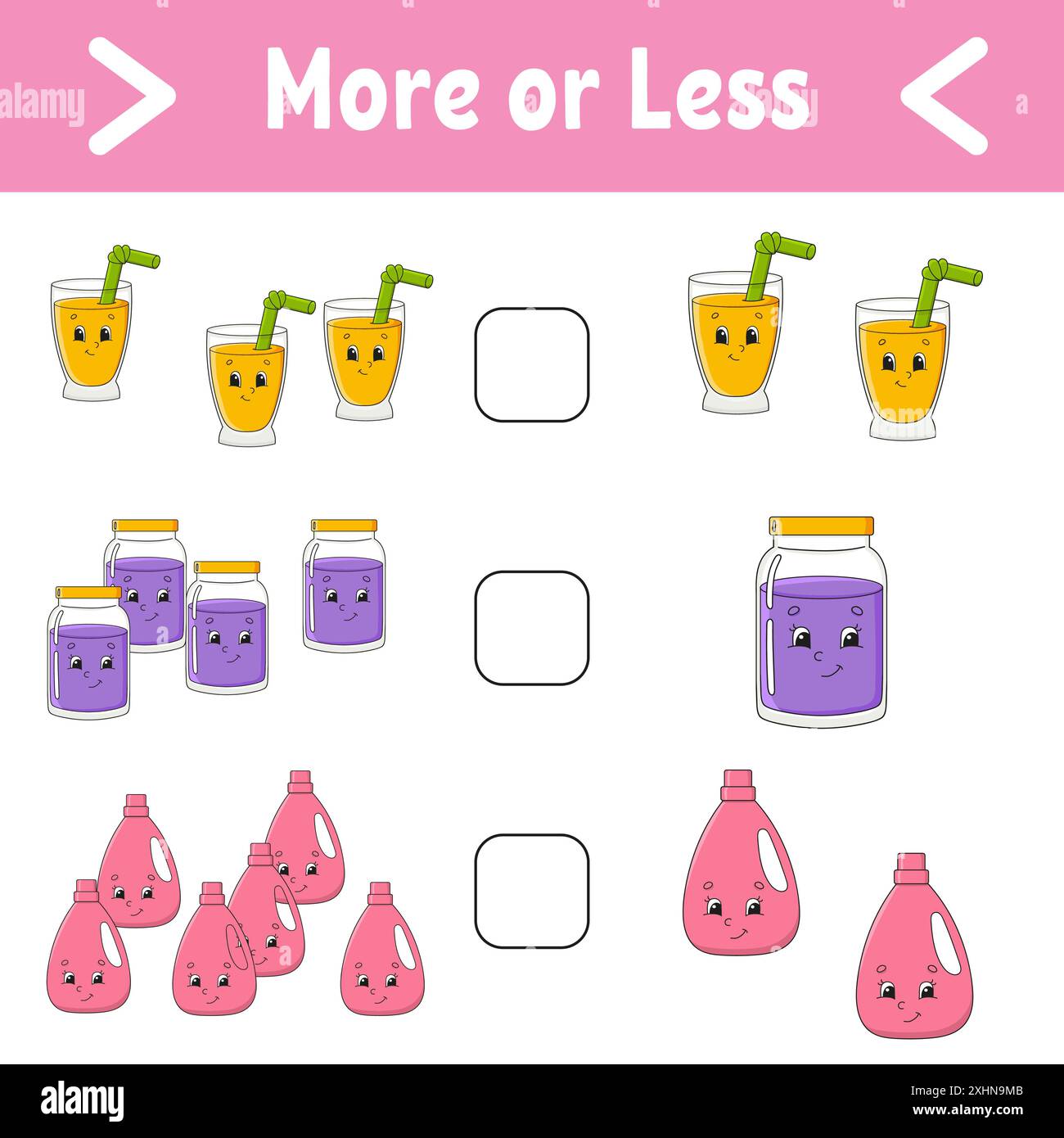More or less. Educational activity worksheet for kids and toddlers ...