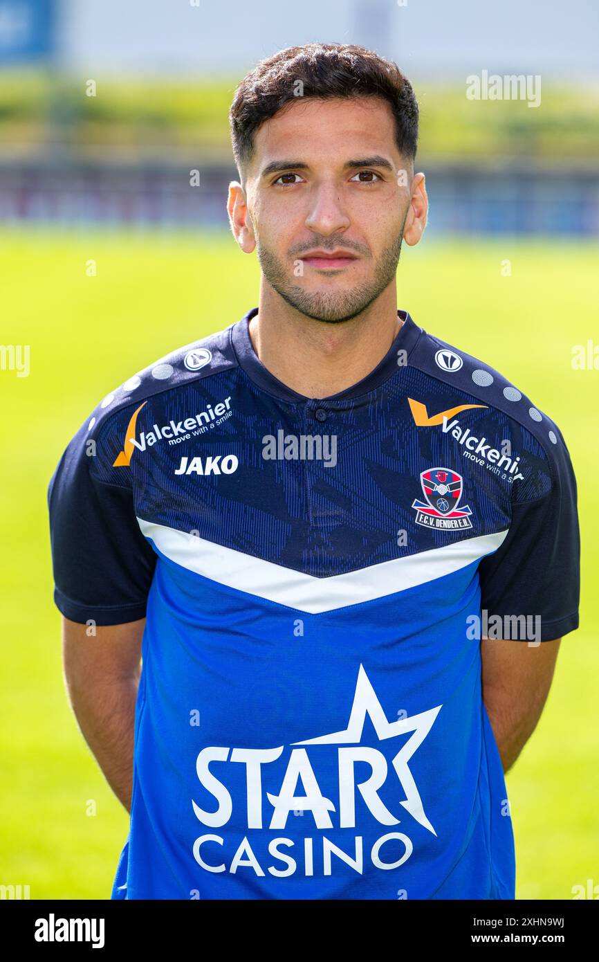 Denderleeuw, Belgium. 15th July, 2024. Dender's Fabio Ferraro poses for ...