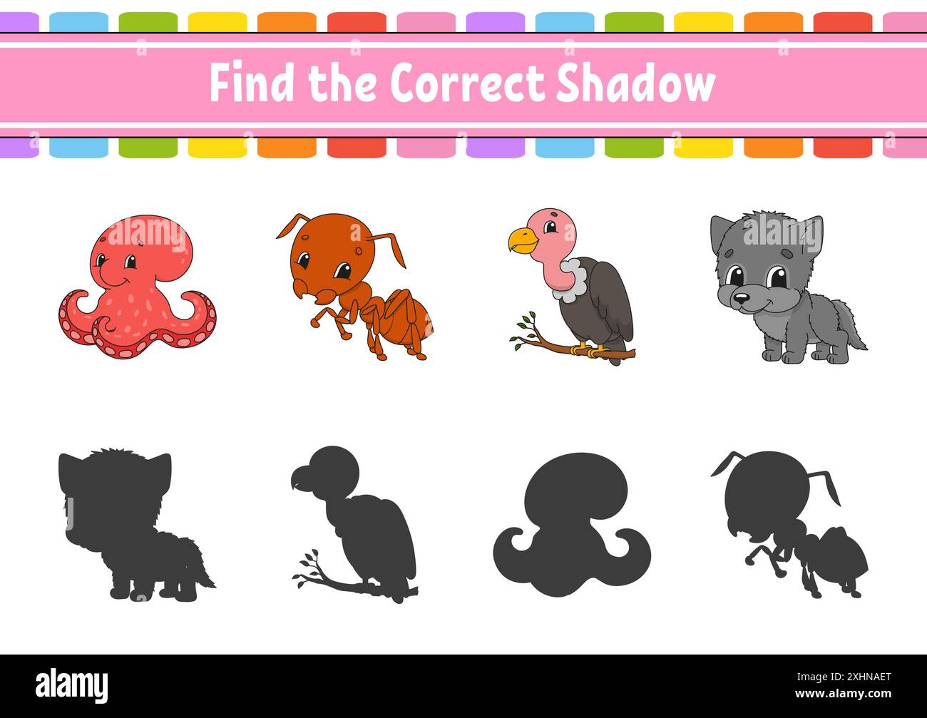 Find the correct shadow. Education developing worksheet. Matching game ...