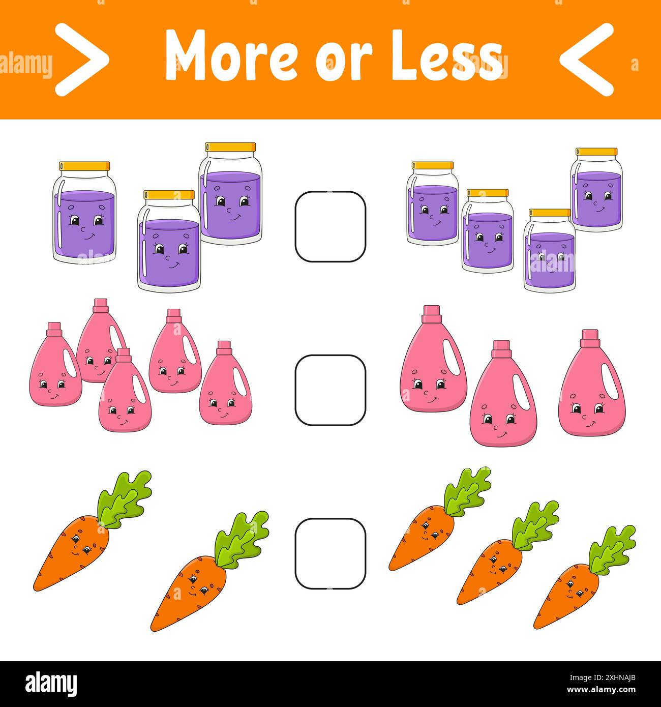 More or less. Educational activity worksheet for kids and toddlers ...