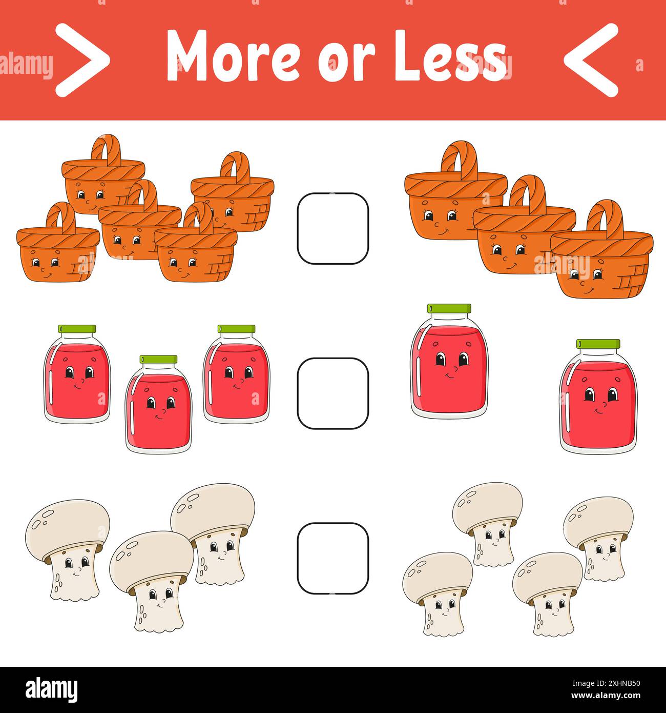 More or less. Educational activity worksheet for kids and toddlers ...