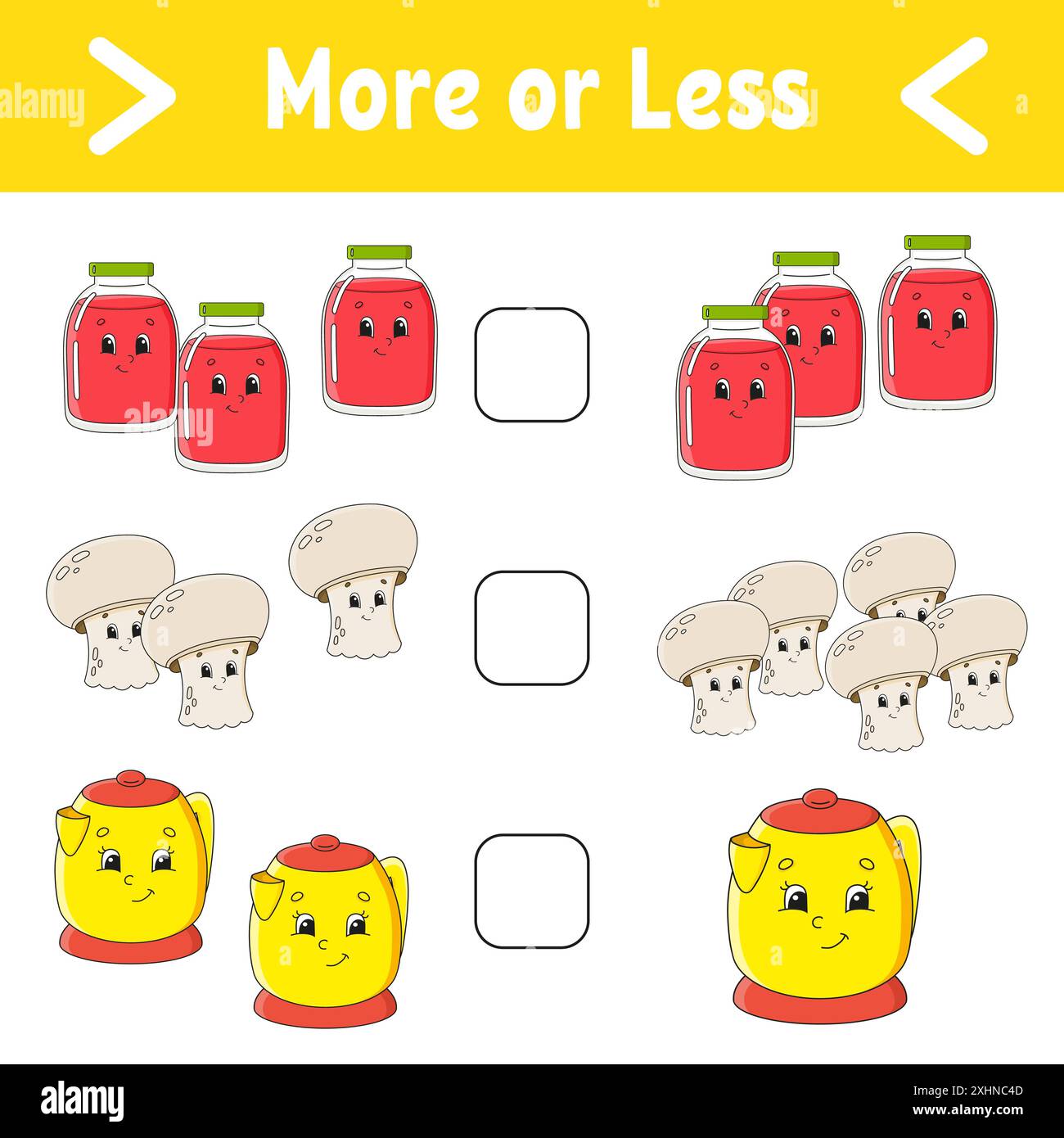 More or less. Educational activity worksheet for kids and toddlers ...