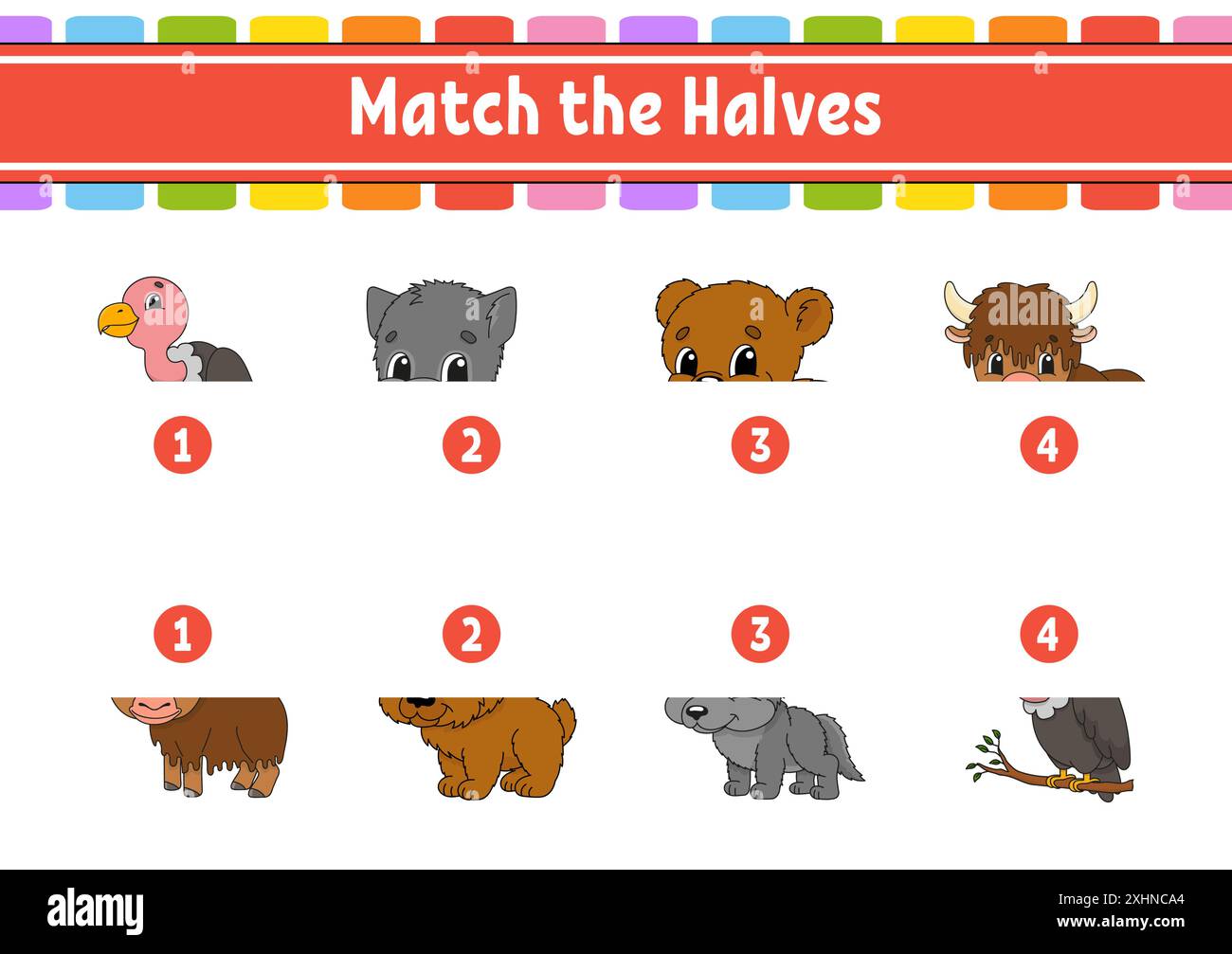 Match the halves. Education developing worksheet. Matching game for ...