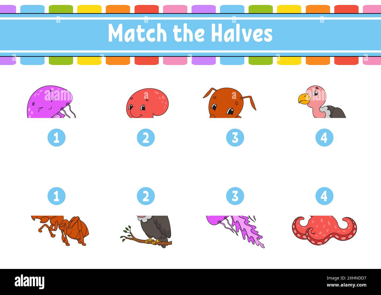 Match the halves. Education developing worksheet. Matching game for ...