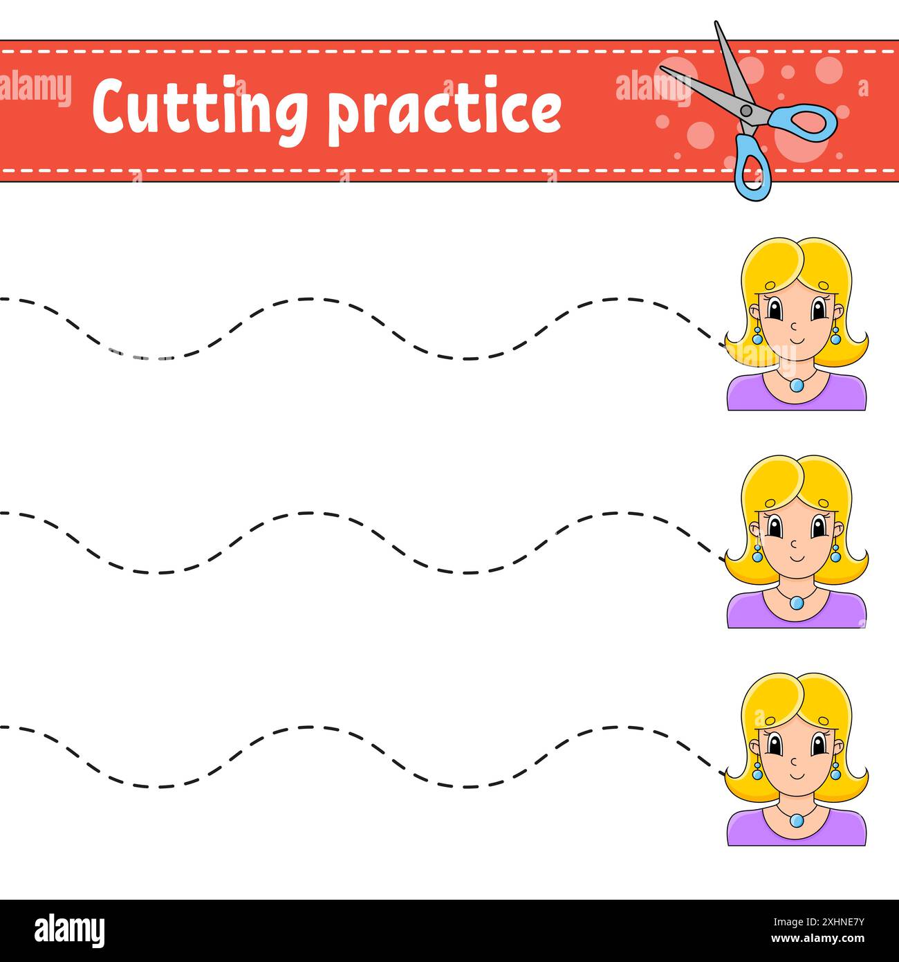 Cutting practice for kids. Education developing worksheet. Activity ...
