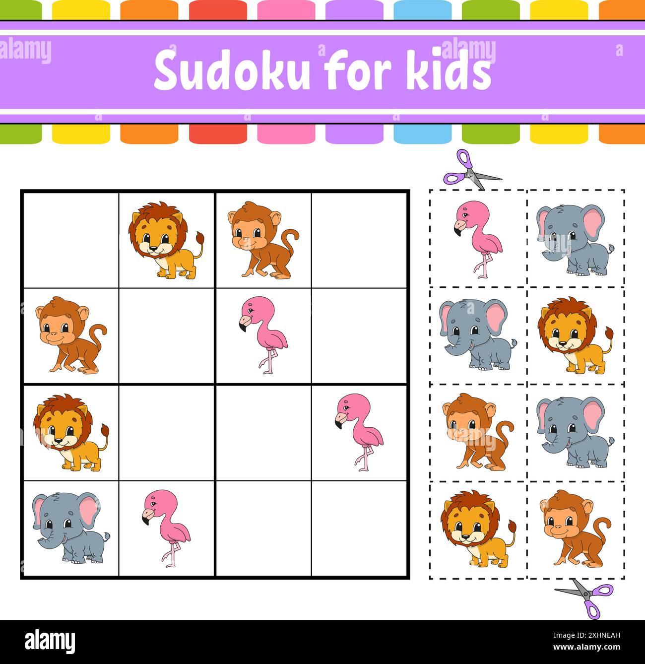 Sudoku for kids. Education developing worksheet. Activity page with ...