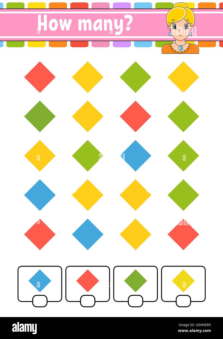Counting game for children. Happy characters. Learning mathematics. How ...