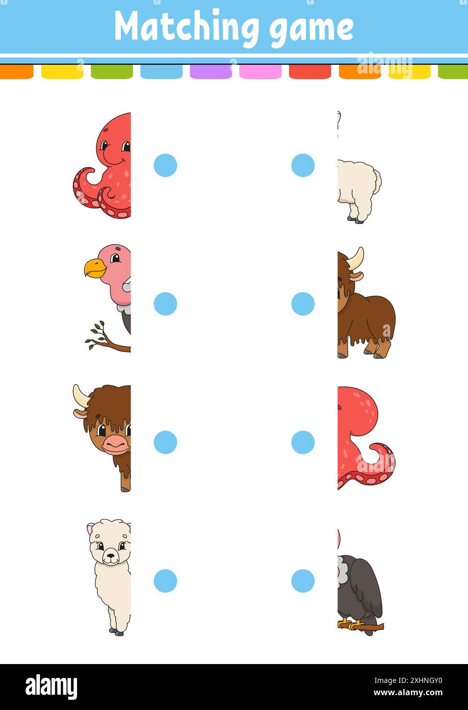 Matching game. Draw a line. Education developing worksheet. Activity ...