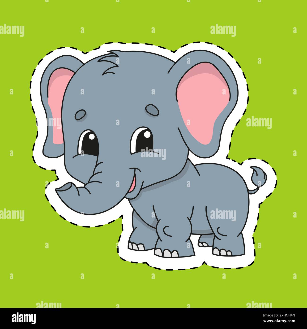 Sticker with contour. cartoon character. Animal theme. Colorful vector ...