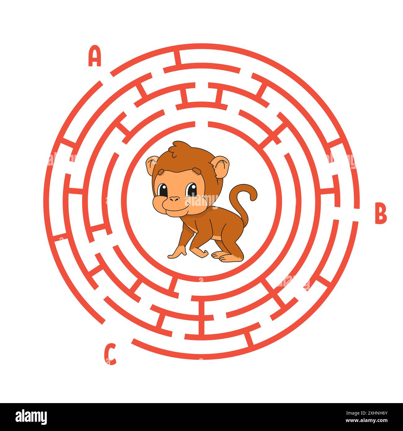 Circle maze. Game for kids. Puzzle for children. Round labyrinth ...