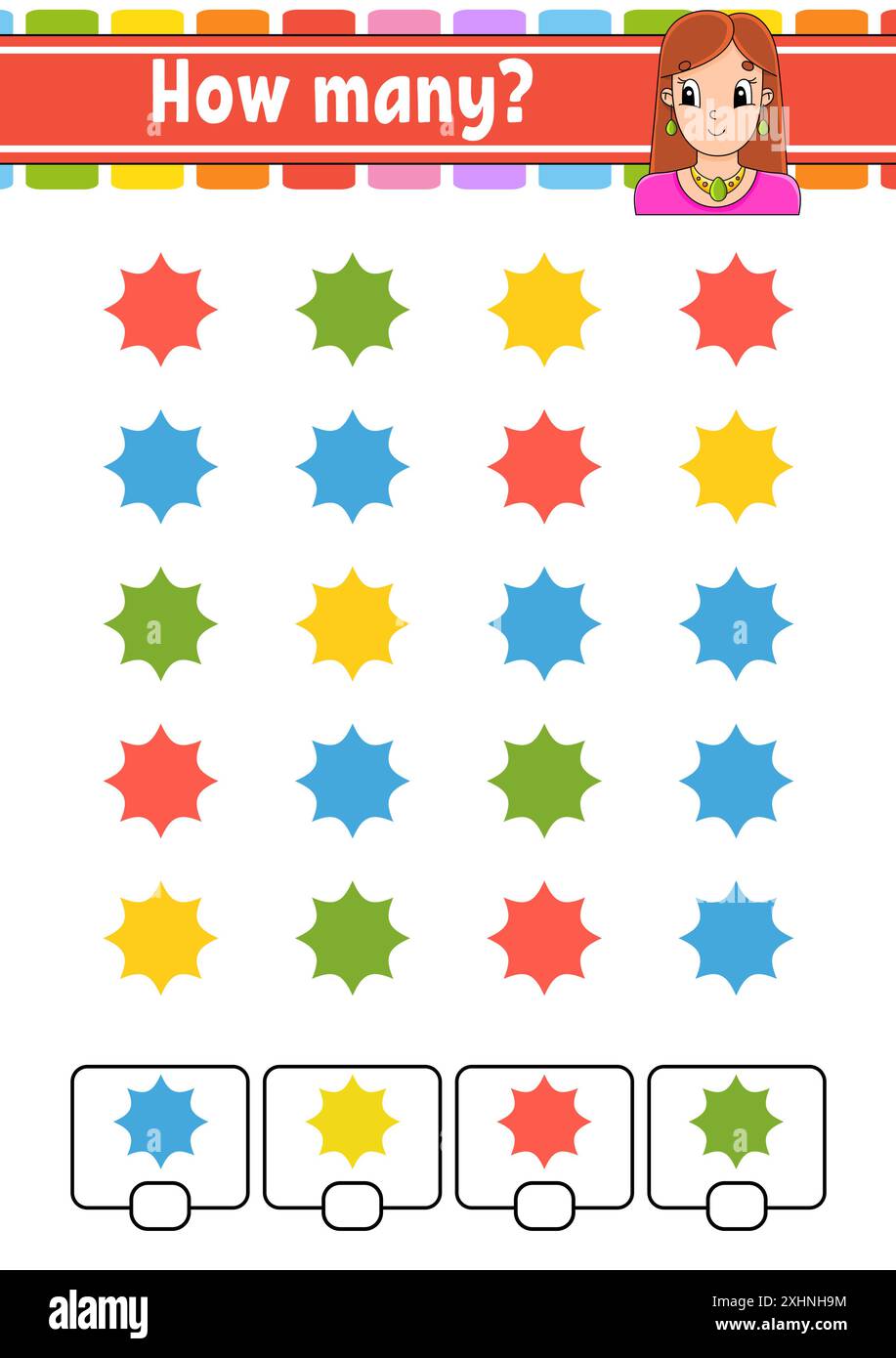 Counting game for children. Happy characters. Learning mathematics. How ...