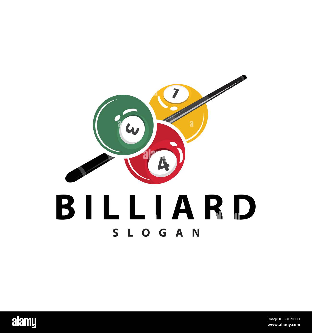 Billiard Logo Minimalist Design Ball and Stick Symbol Illustration ...