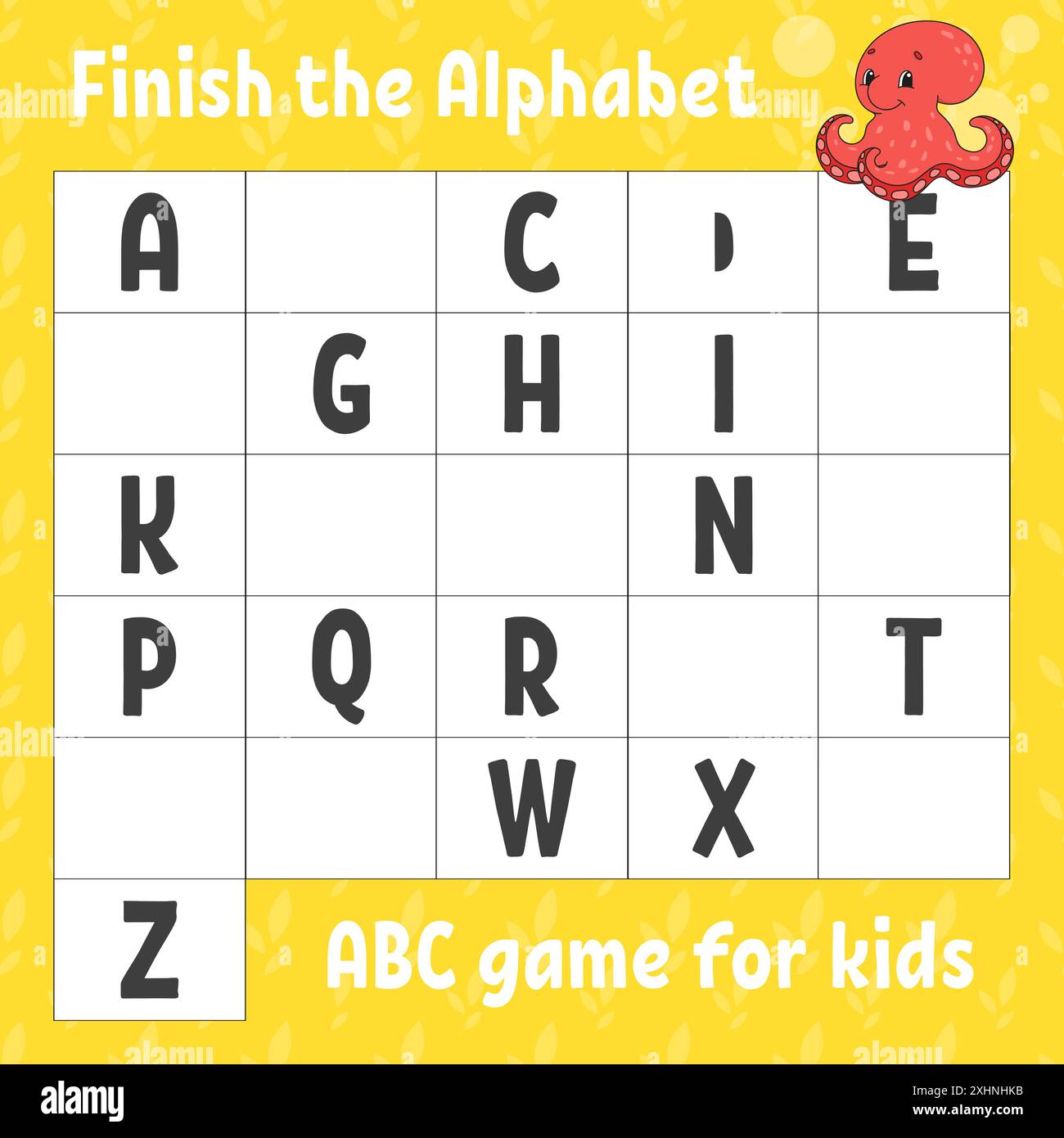 Finish the alphabet. ABC game for kids. Education developing worksheet ...