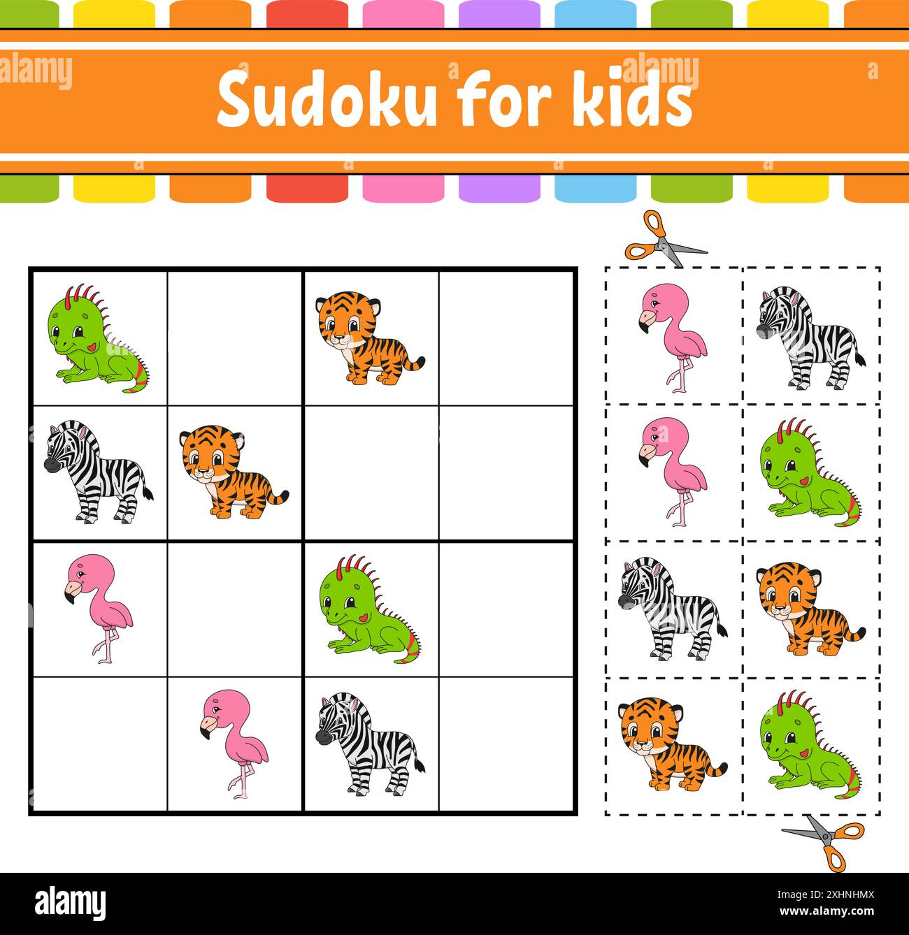 Sudoku for kids. Education developing worksheet. Activity page with ...