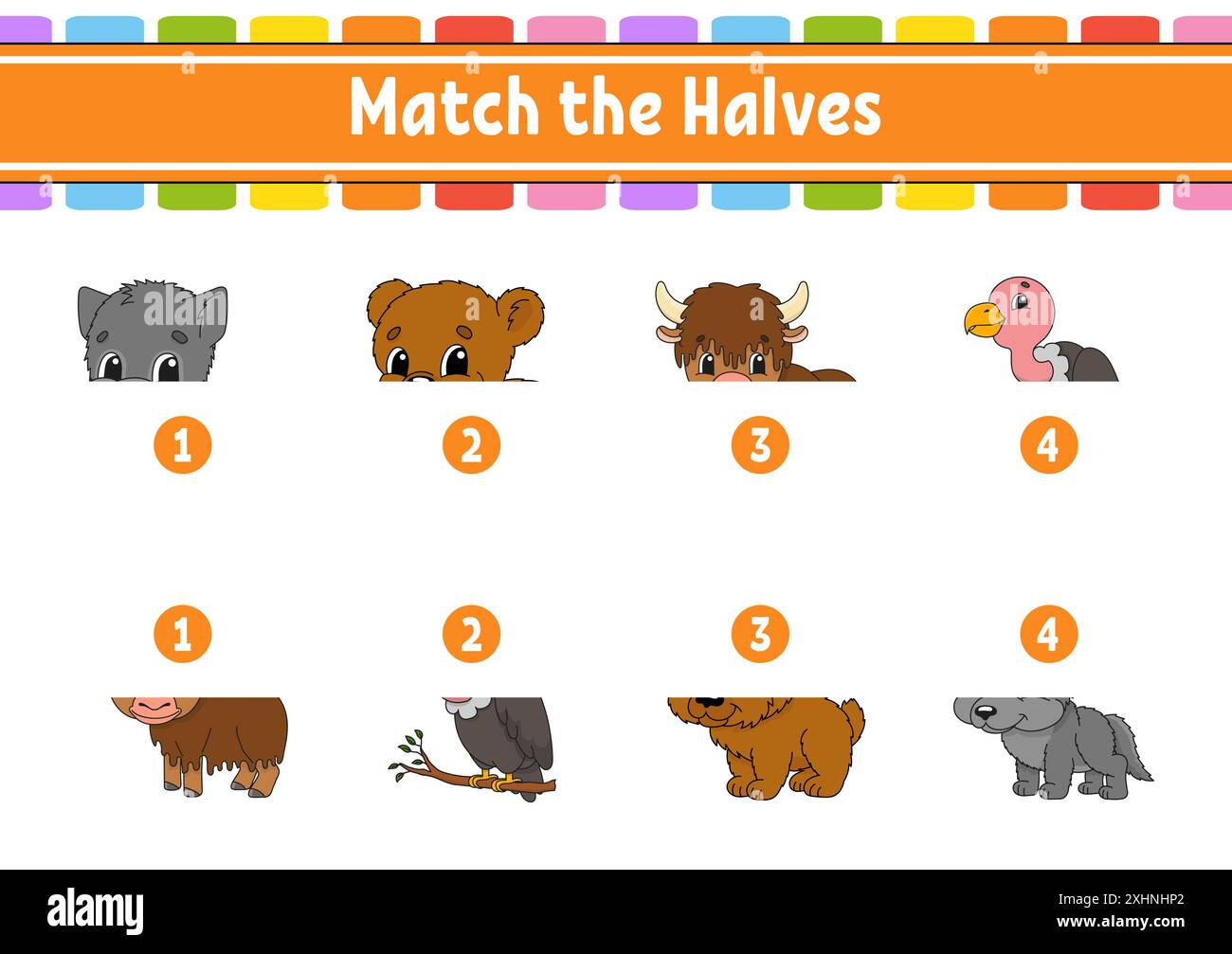 Match the halves. Education developing worksheet. Matching game for ...