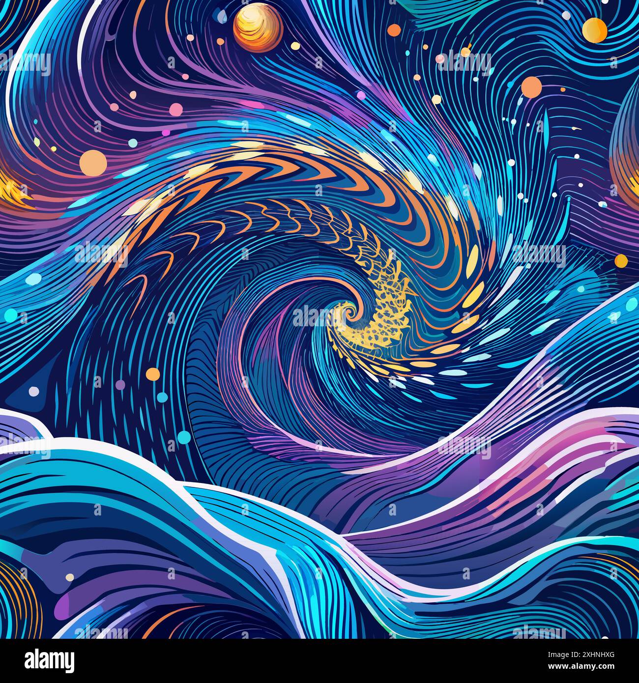 Abstract waves with pulsating particles, futuristic motion background design, vector elements ...