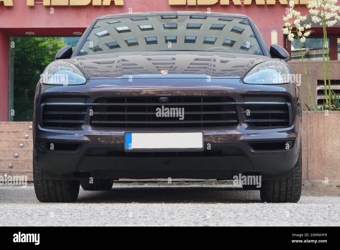 Bucharest, Romania - June 6, 2024: Closeup front view of parked black ...