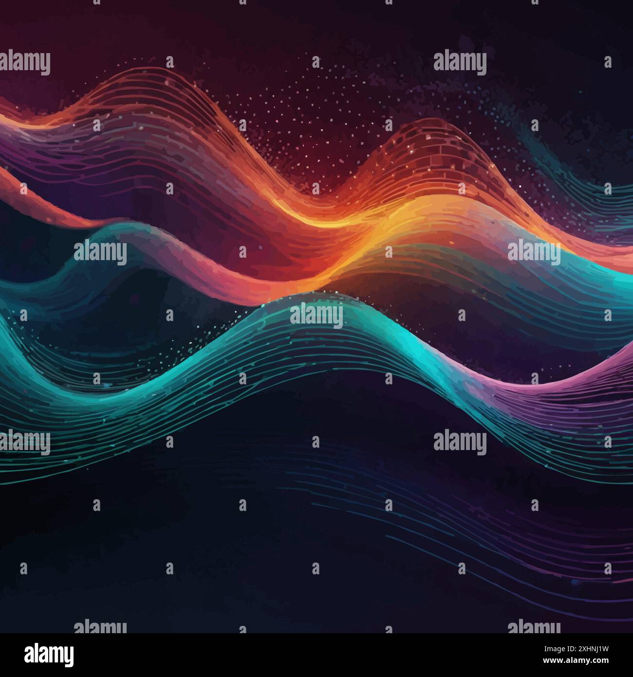 Abstract waves with pulsating particles, futuristic motion background design, vector elements ...