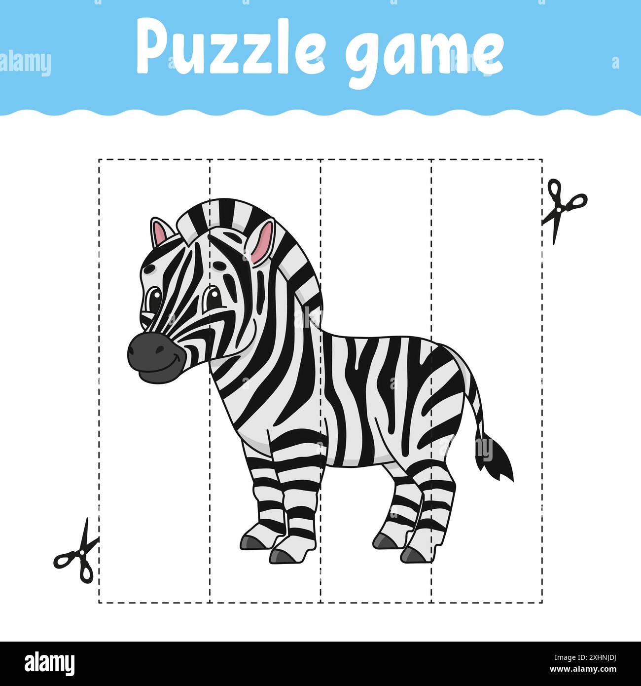 Puzzle game for kids. Cutting practice. Education developing worksheet ...