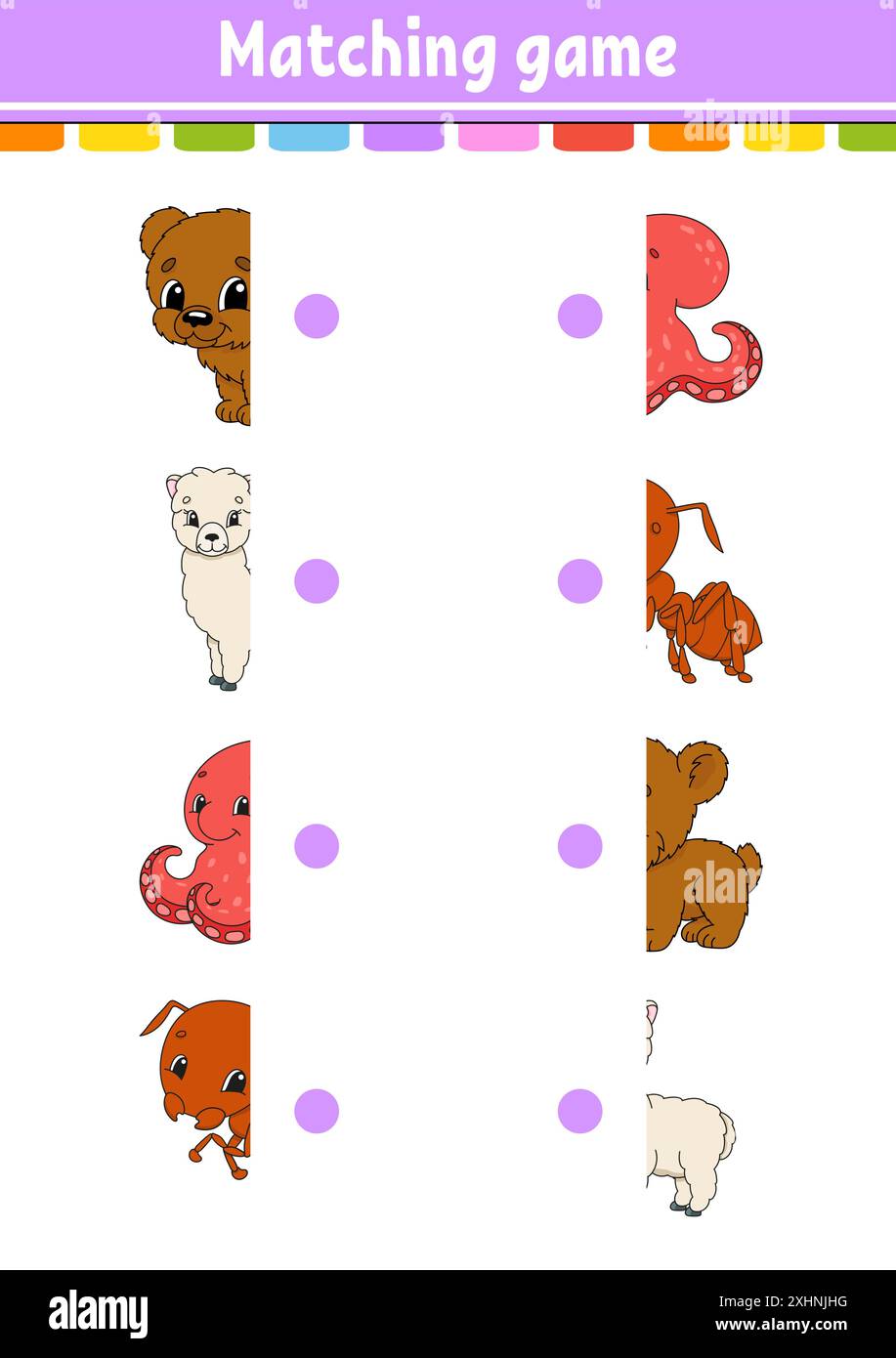 Matching game. Draw a line. Education developing worksheet. Activity ...