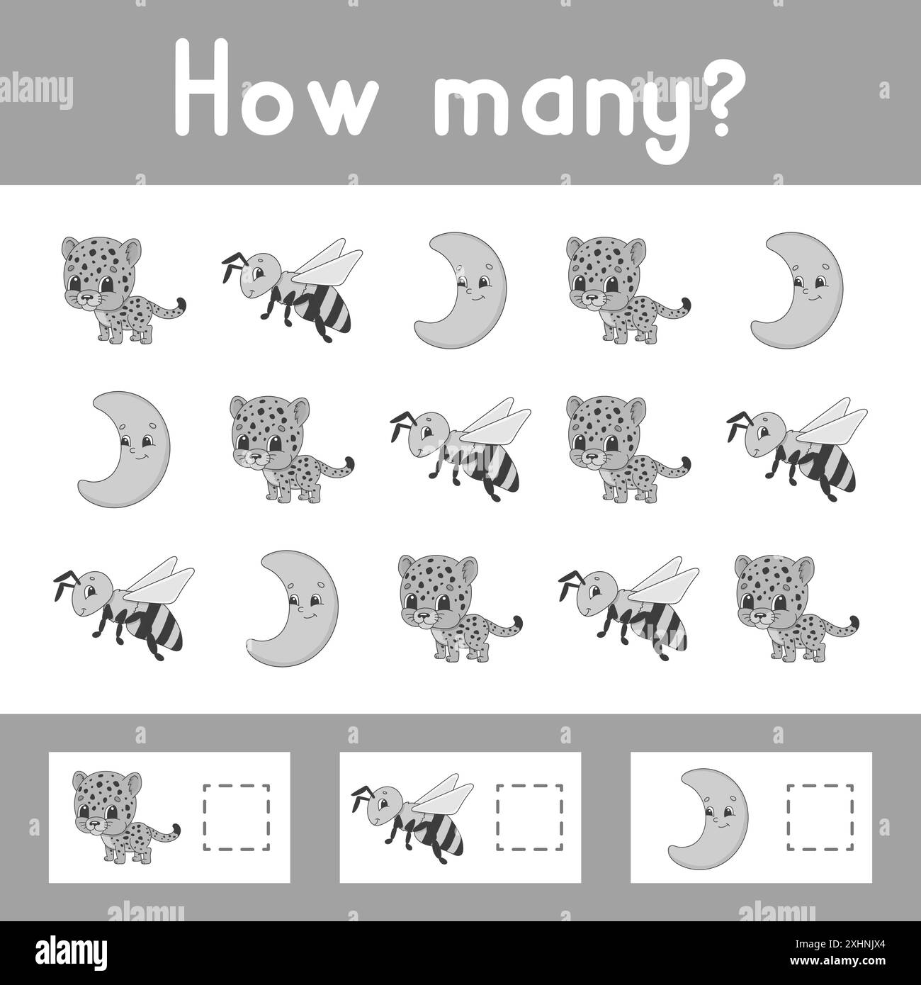 Counting game for children. Happy characters. Learning mathematics. How ...