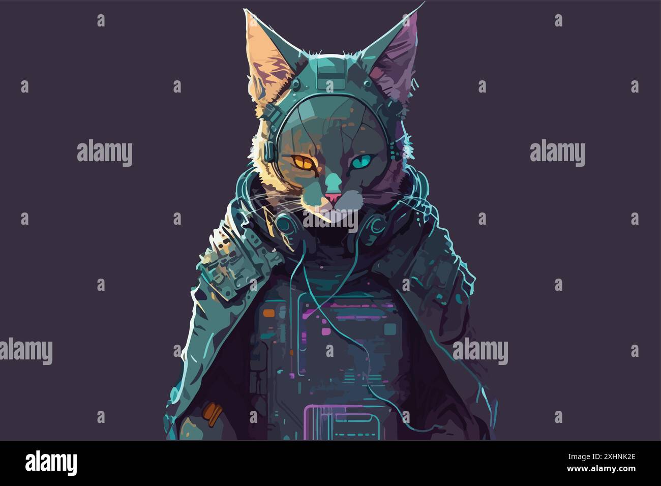 Cat cyberpunk vector illustration Stock Vector Image & Art - Alamy