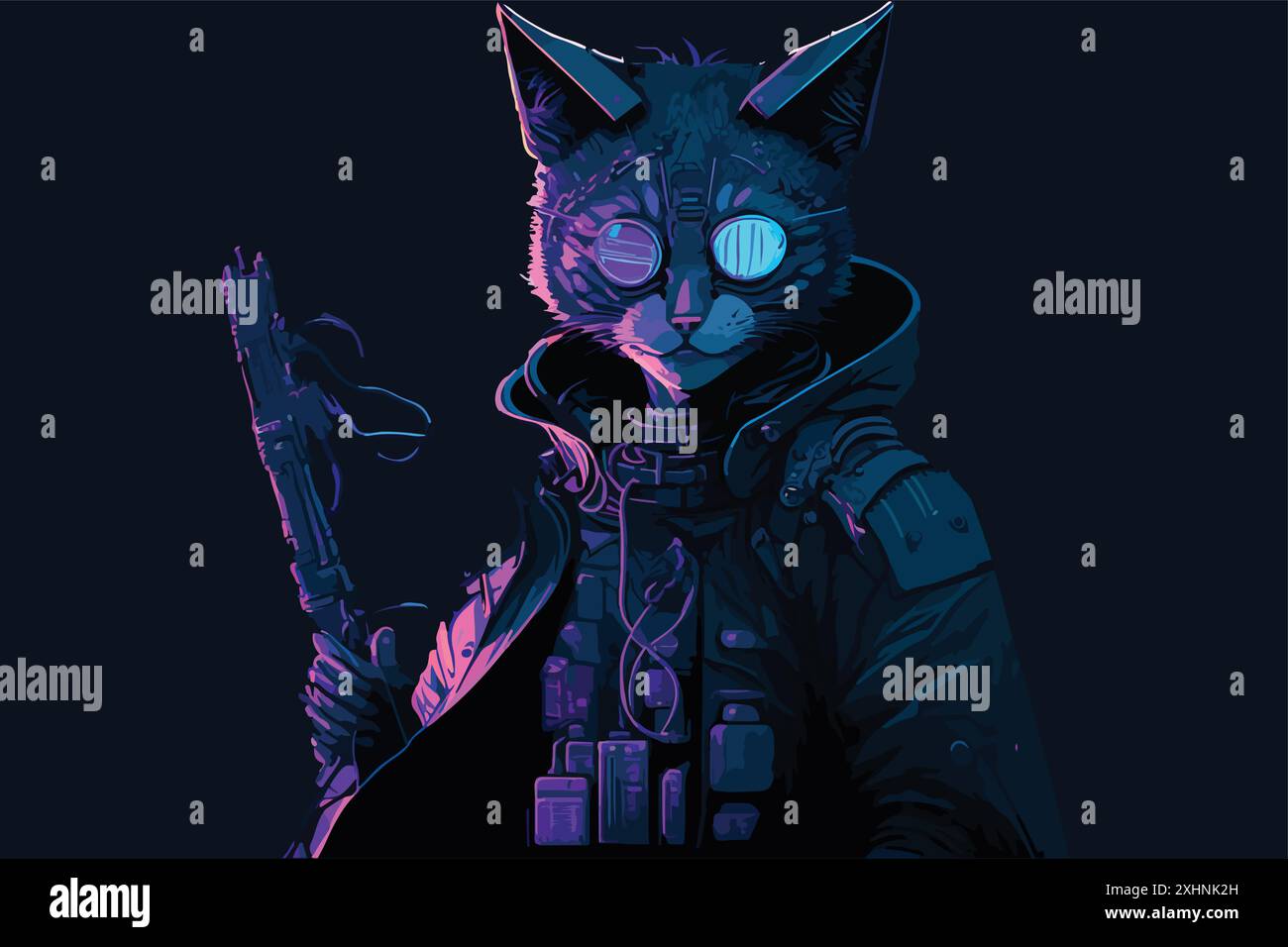 Cat cyberpunk vector illustration Stock Vector Image & Art - Alamy