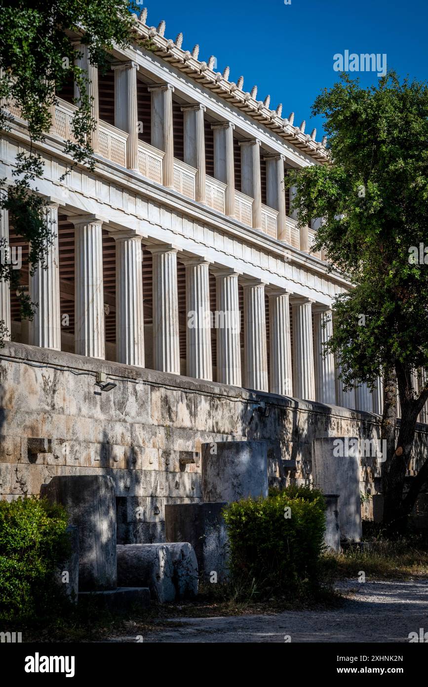 Facade of the Stoa of Attalos, a covered walkway or portico was built ...