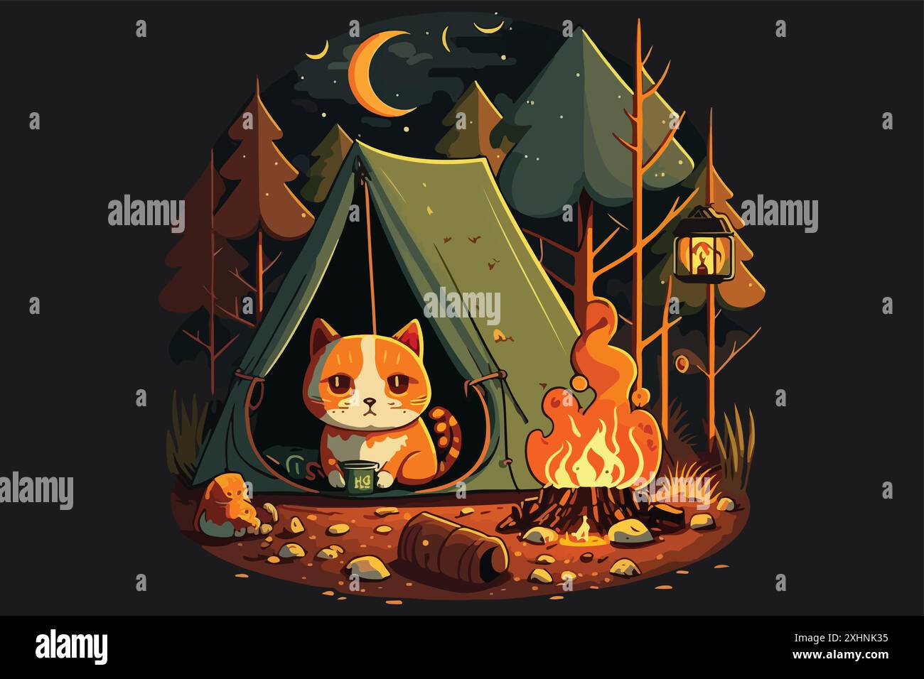 Cat Camping vector illustration Stock Vector Image & Art - Alamy