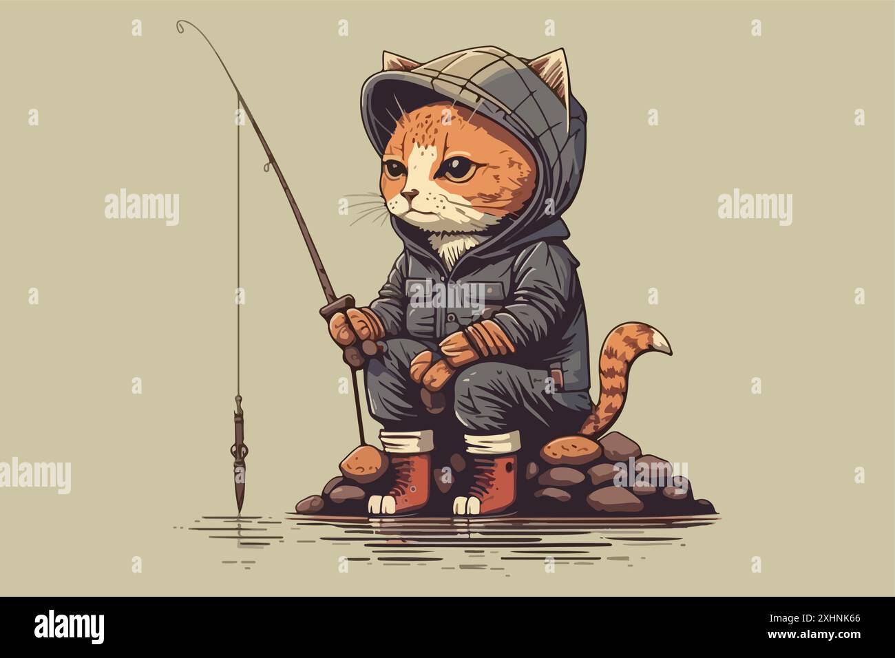 Fisherman Cat vector illustration Stock Vector Image & Art - Alamy