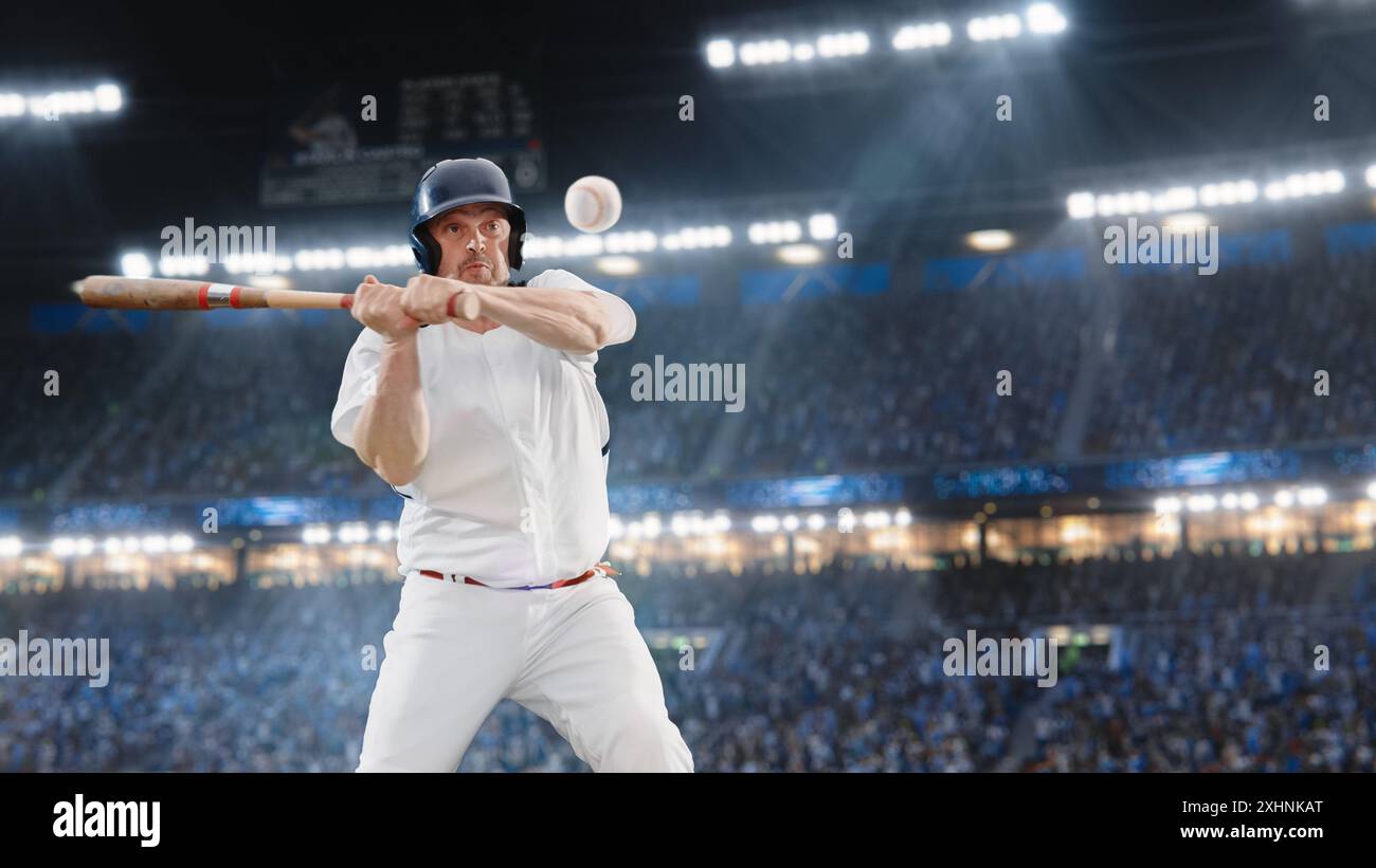 Aesthetic Shot of Batter Successfully Hitting A Ball Thrown By Pitcher ...