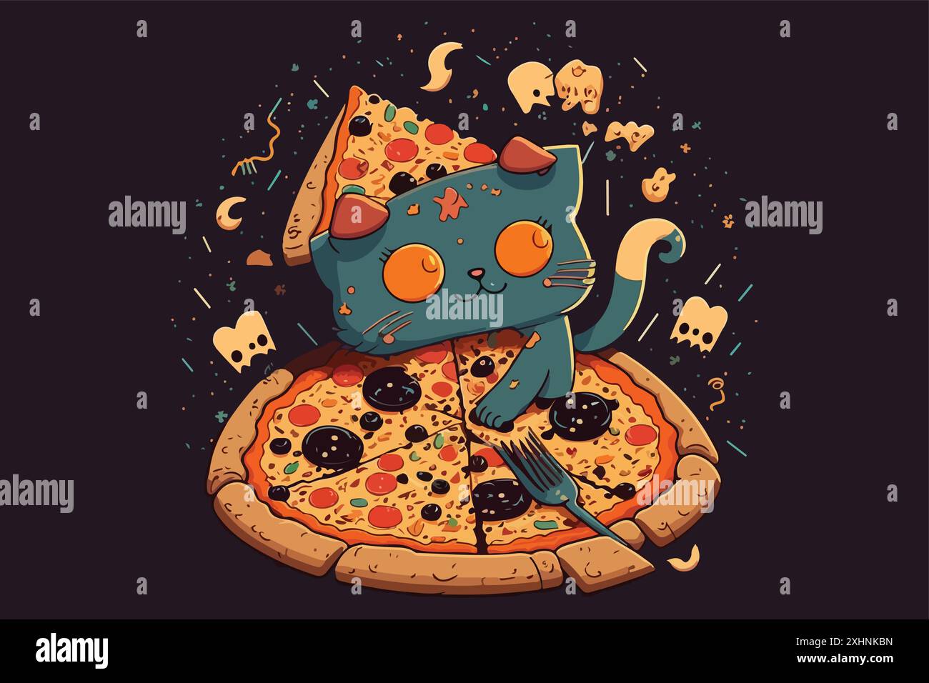 Pizza cat Stock Vector Images - Alamy