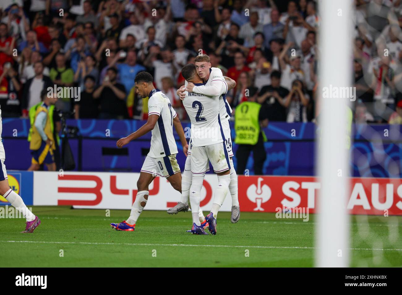 Berlin, Germany, 14, July, 2024. Kyle Walker and Cole Palmer celebrates ...