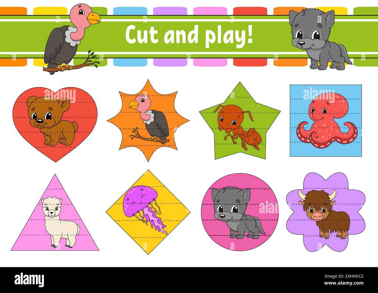 Cut and play. Logic puzzle for kids. Education developing worksheet ...