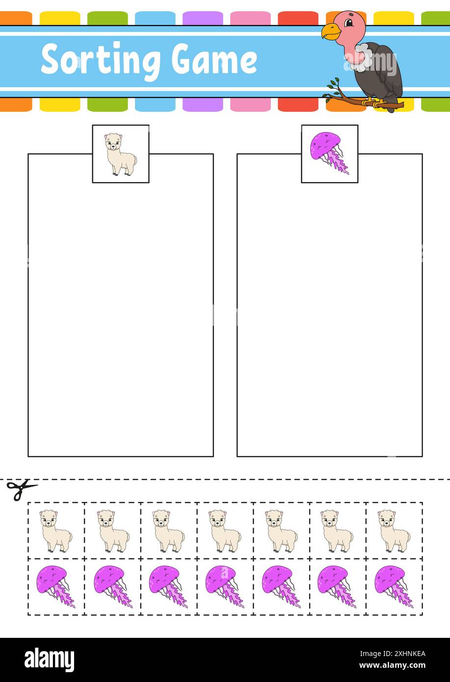 Sorting game for kids. Cut and glue. Education developing worksheet ...